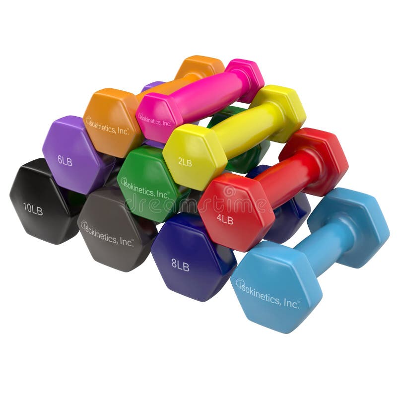 Dumbbells Set Red Color Isolated On White. 3d Illustration Stock ...