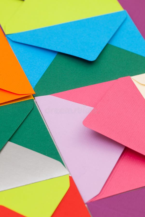 Different Colored Envelopes on the Desk Stock Photo - Image of group ...