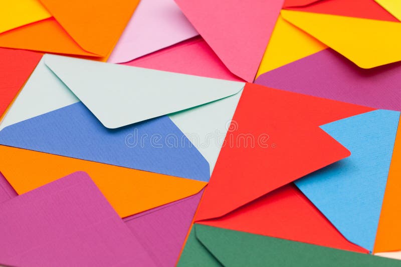 Different Colored Envelopes on the Desk Stock Photo - Image of information, invitation: 104338390