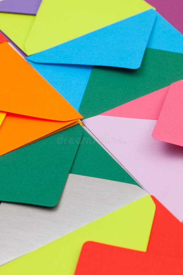 Different Colored Envelopes on the Desk Stock Photo - Image of card ...