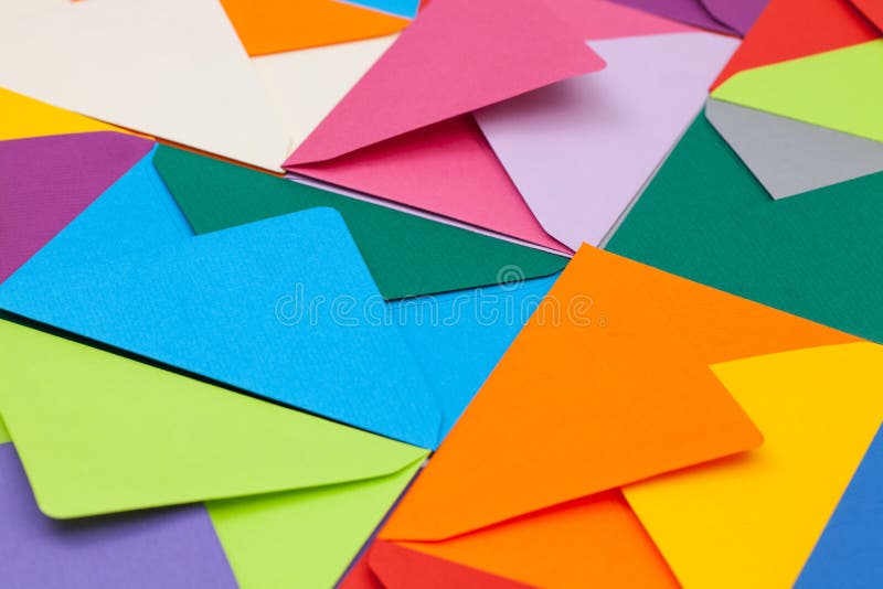 Different Colored Envelopes on the Desk Stock Photo - Image of blank ...
