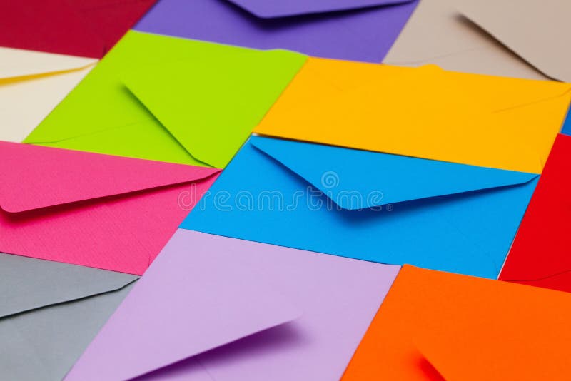 Different Colored Envelopes on the Desk Stock Photo - Image of greeting ...