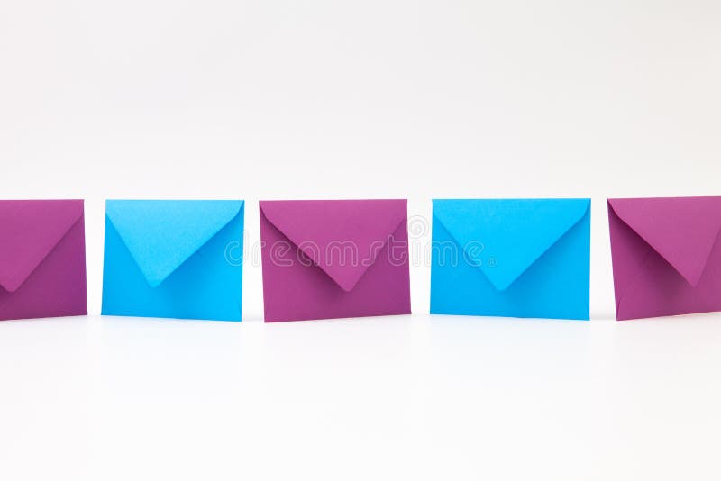 Different Colored Envelopes on the Table Stock Image - Image of copy ...