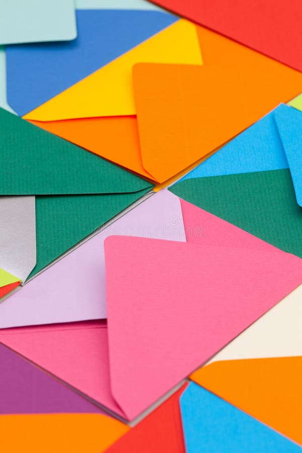 Different Colored Envelopes on the Desk Stock Photo - Image of ...