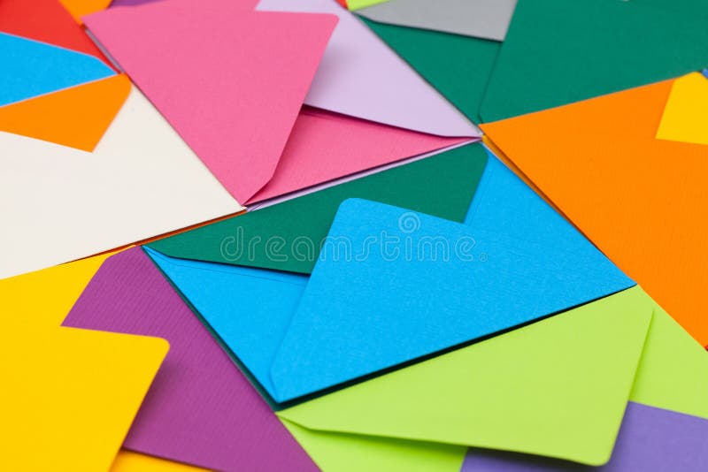 Different Colored Envelopes on the Desk Stock Image - Image of ...