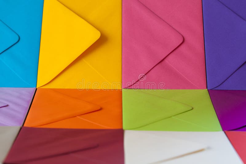 Different Colored Envelopes on the Table. Stock Photo - Image of ...
