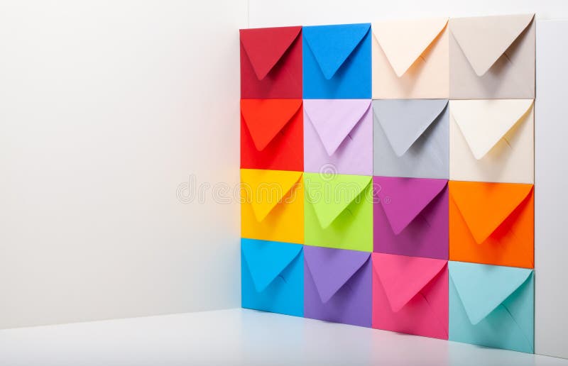 Different Colored Envelopes on the Wall Stock Photo - Image of business ...