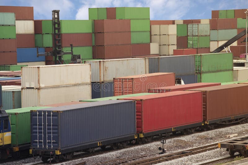 Different Colored Freight Containers Stock Image - Image of export ...
