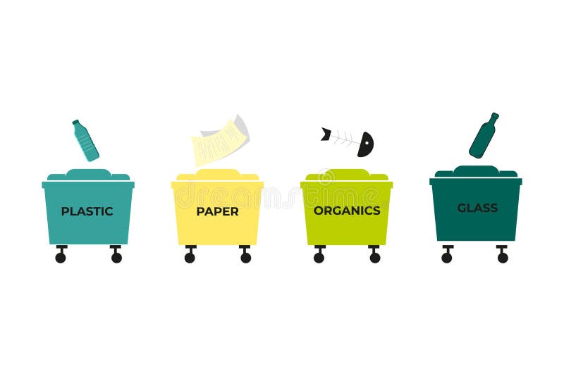 Different Colored Garbage Sorting Set Stock Vector Illustration Of