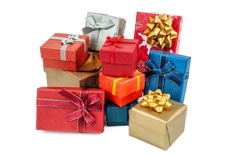 Different Colored Gift Boxes on White Stock Photo - Image of purple ...