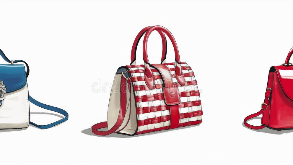 Different Colored Handbags are Shown in a Drawing, AI Stock ...
