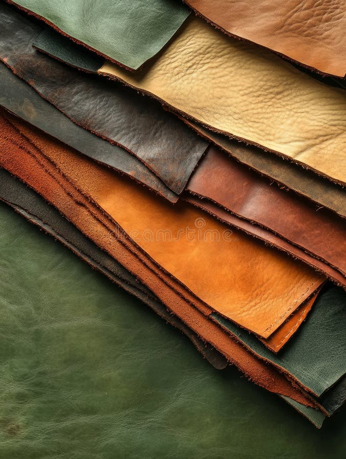 Different Colored Leather Pieces Stacked Together. Stock Image - Image ...