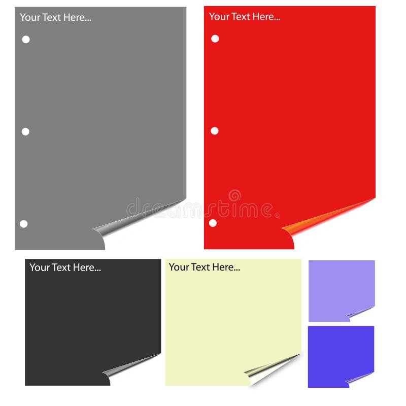 Different Colored Paper With Realistic Page Curl. Picture Image: 6633402