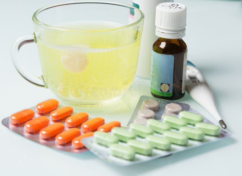 Different Colored Pills on the Table Stock Photo - Image of throat ...
