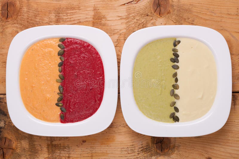 Different Colored Puree Soups Stock Image - Image of soup, food: 30235213