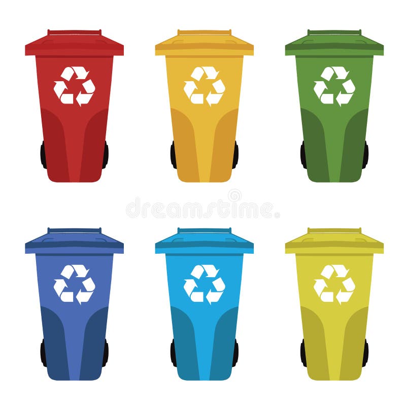 Different Colored Recycle Waste Bins Illustration.waste Bins with Trash ...