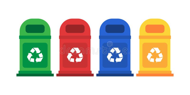 Different Colored Recycle Waste Bins Vector Illustration, Waste Types ...