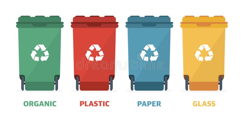 Different Colored Recycle Waste Bins Vector Illustration, Waste Types ...