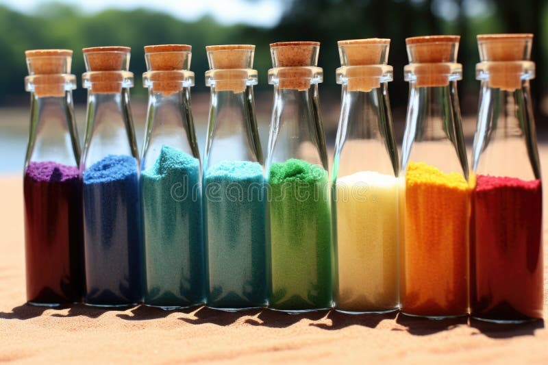 Different Colored Sand Blending Together in a Bottle Stock Image ...