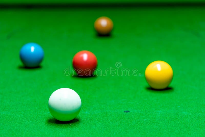 Different Colored Snooker Balls Scattered on the Snooker Table Stock ...