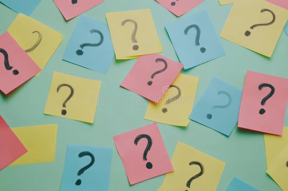 Different Colored Sticky Notes with Question Marks are Present Stock ...