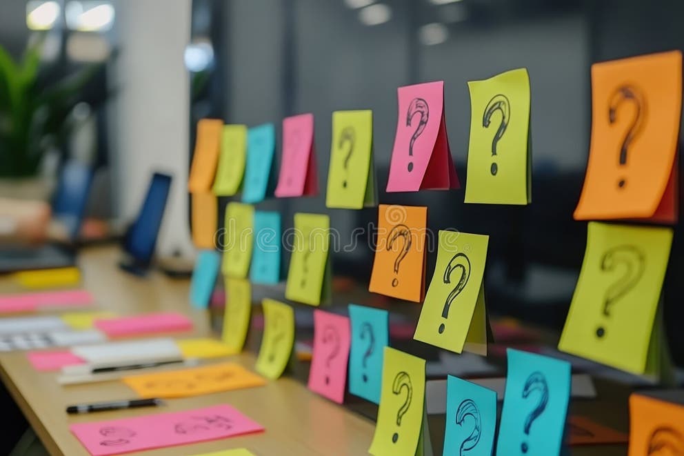 Different Colored Sticky Notes with Question Marks are Present Stock ...