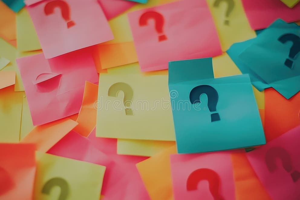 Different Colored Sticky Notes with Question Marks are Present Stock ...