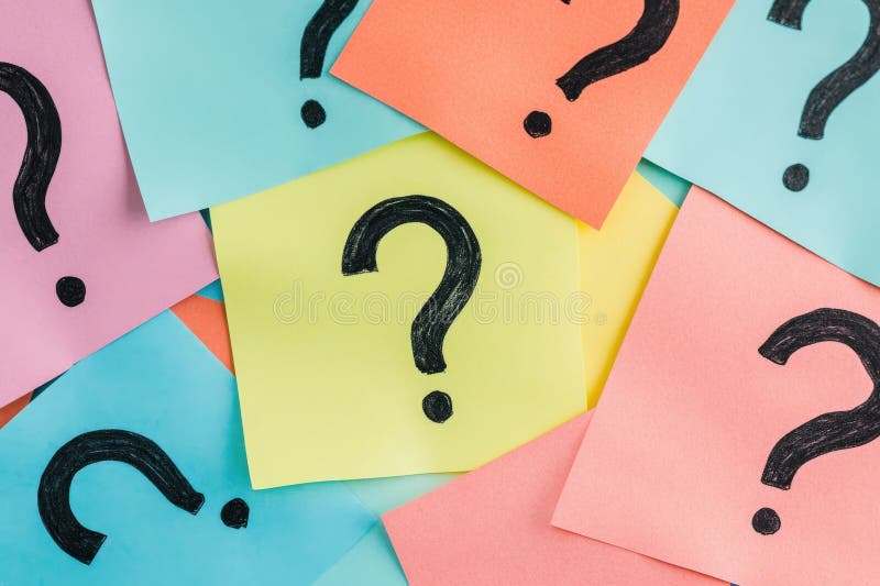 Different Colored Sticky Notes with Question Marks are Present Stock ...