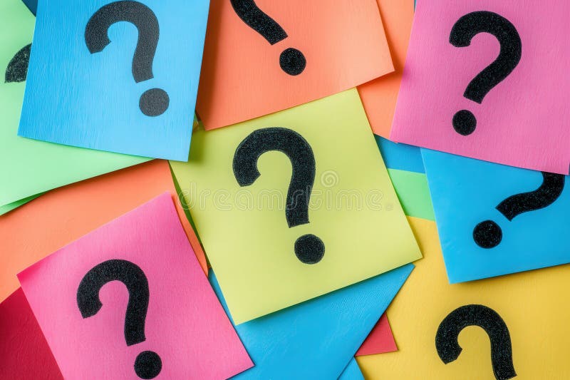 Different Colored Sticky Notes with Question Marks are Present Stock ...