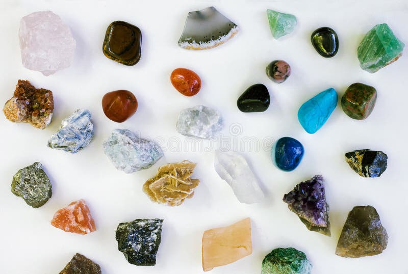 Different Colored Stones in Row Isolated on White Stock Image - Image ...