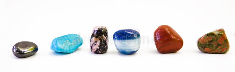 Different Colored Stones in Row Isolated on White Stock Photo - Image ...