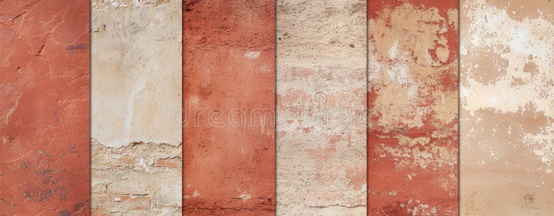 Different Colored Strips Showing Various Textures of Weathered Plaster ...