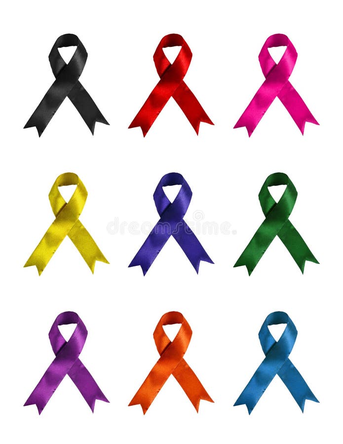 Different Colored Support Ribbons Stock Image - Image of yellow, pink ...