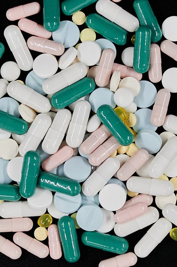 Different Colored Tablets and Medicines Stock Photo - Image of ...