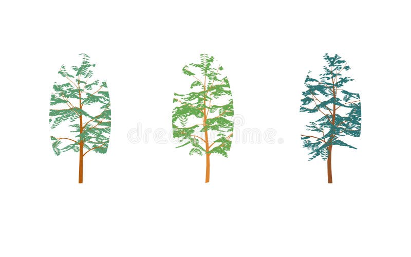 Different Colored Trees in Flat Design.Set Isolated on White Stock ...