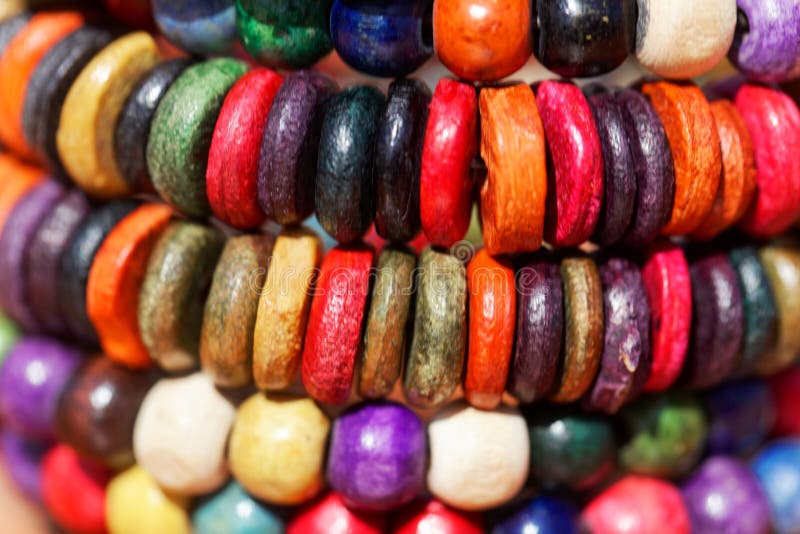 Different Colored Wood Beads Stock Photo - Image of handicraft, macro ...
