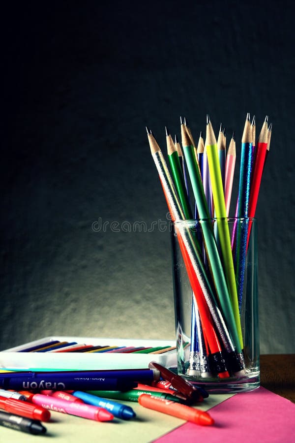Different Colorful Art and Writing Materials Stock Image - Image of ...