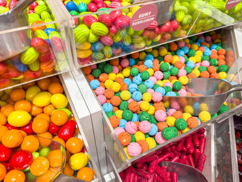 Different Colorful Candies in Candy Shop Stock Photo - Image of sweetie ...