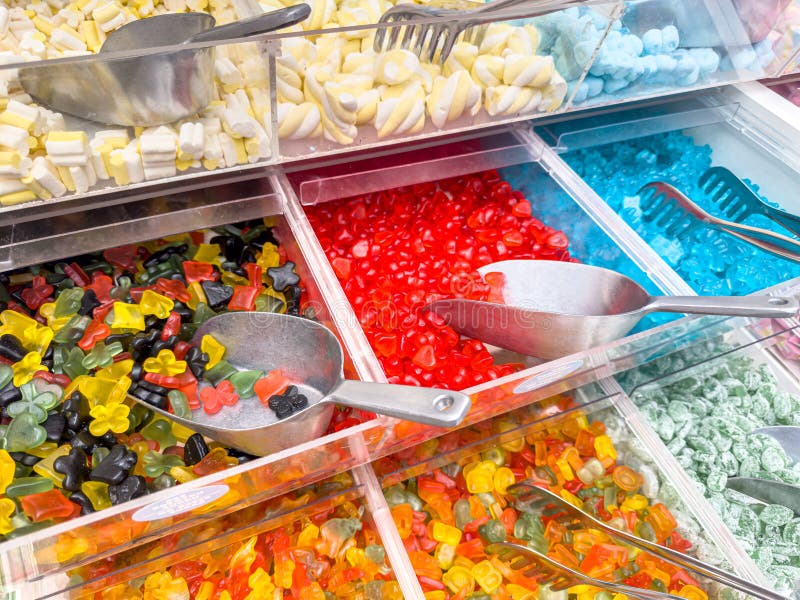 Different Colorful Candies in Candy Shop Stock Image - Image of ...