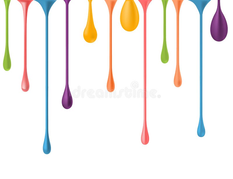 Different Colorful Drops. Vector 3d Illustration. Paint Falling Drips ...