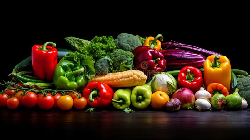 Different Colorful Fruits and Vegetables All Over the Table in Full ...