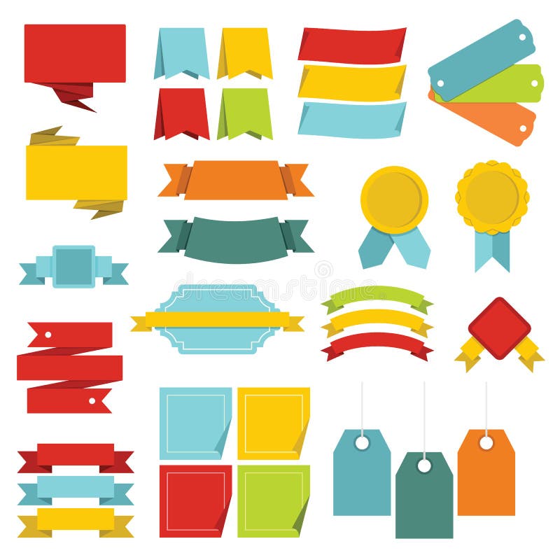 Different Colorful Labels Icons Set, Flat Style Stock Vector ...