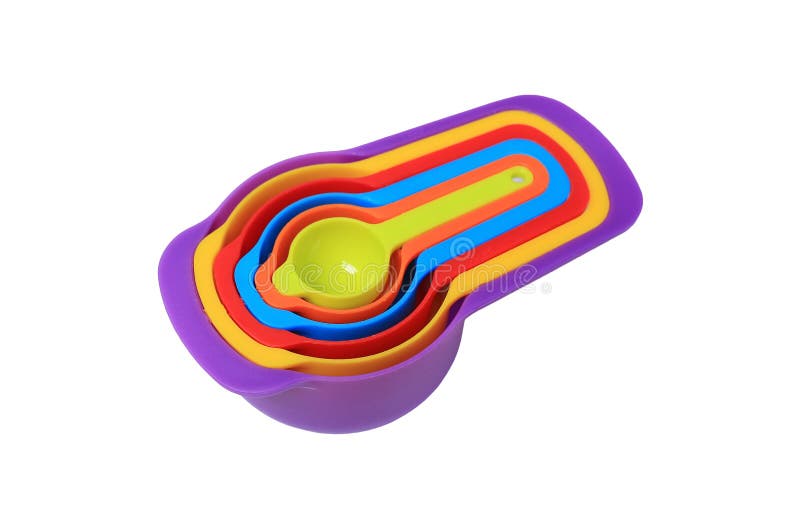 Different Colorful Measuring Cups Set Isolated on White Background ...
