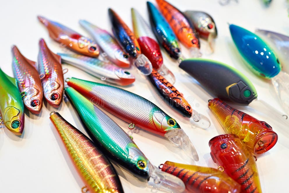 Different Colorful Plastic Fishing Baits Stock Image - Image of green ...