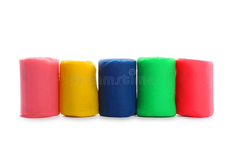 Different Colorful Play Dough on White Background Stock Image - Image ...