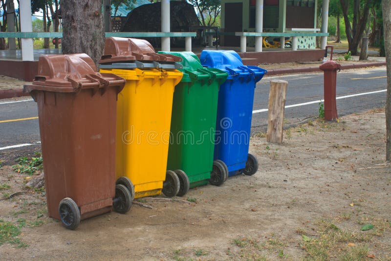 Different Colorful Recycle Bins Stock Photo - Image of blue, natural ...