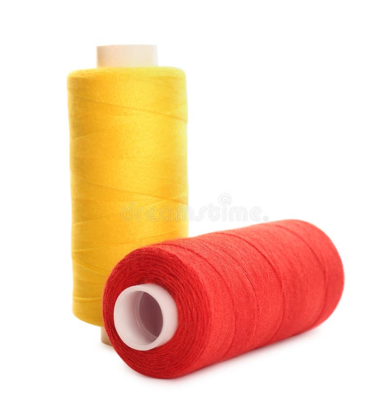 Different Colorful Sewing Threads on White Background Stock Image ...