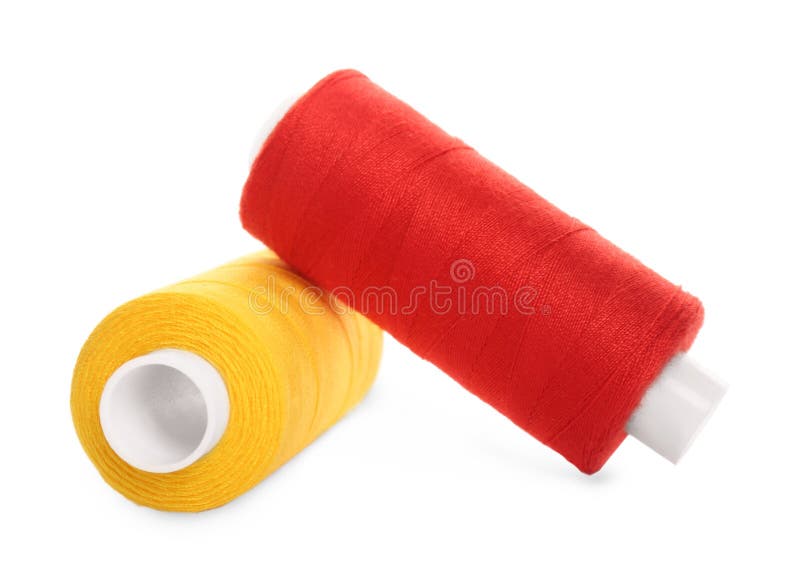 Different Colorful Sewing Threads on White Background Stock Photo ...