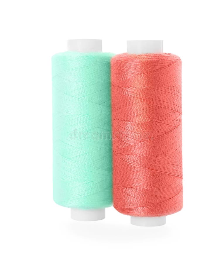 Different Colorful Sewing Threads on White Background Stock Photo ...