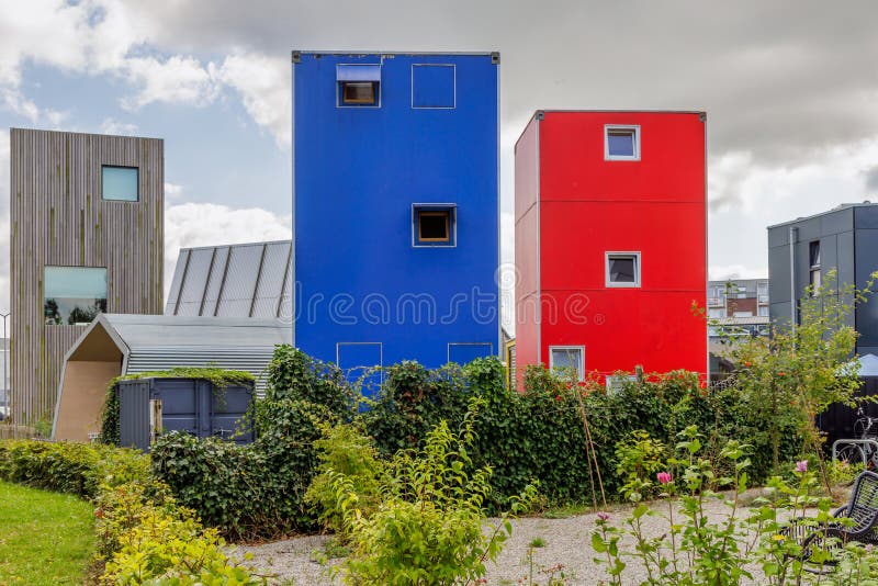 Different Colorful Tiny Houses in Almere, the Netherlands Editorial ...